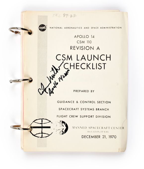 Bonhams : CSM LAUNCH CHECKLIST FOR APOLLO 14. Apollo 14, CSM 110 ...