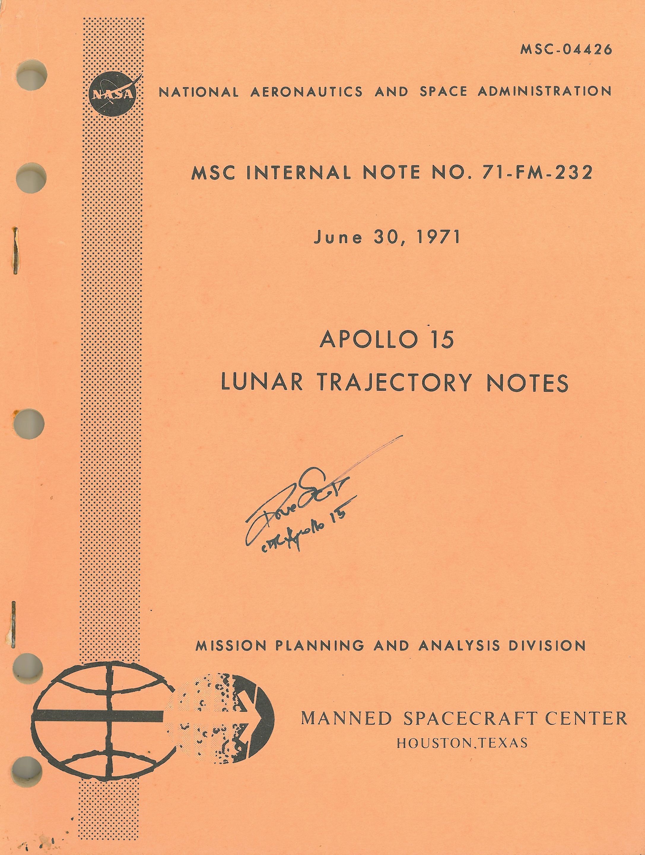 Bonhams : LUNAR TRAJECTORY NOTESFIRST ROVER MISSION. Apollo 15 Lunar ...