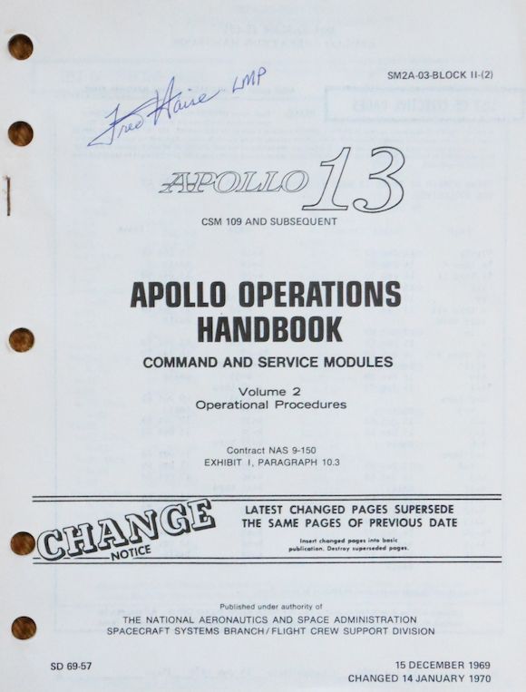 Bonhams : APOLLO 13 OPERATIONS—CSM UPDATES. Apollo 13 CSM 109 and ...
