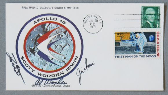 Bonhams : APOLLO 15 LUNAR LANDING POSTAL COVER—SIGNED. Postal envelope ...