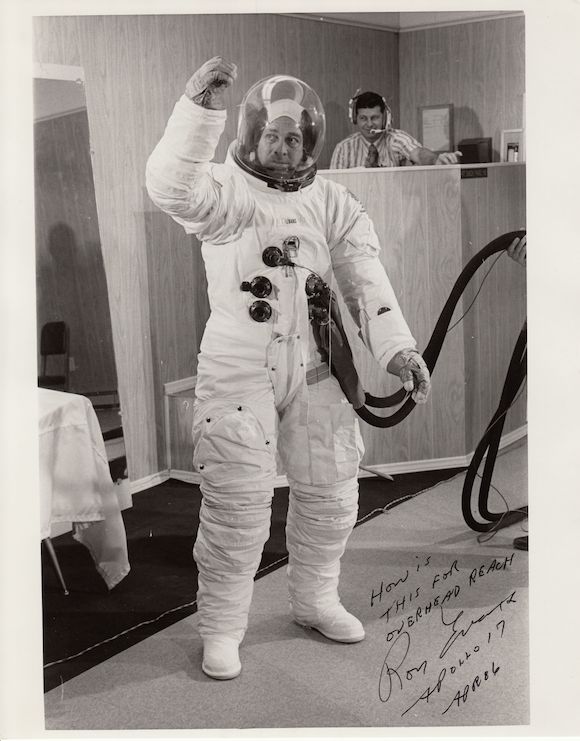 Bonhams : SPACE SUIT ANYONE? Black and white photograph, 10 x 8 inches ...