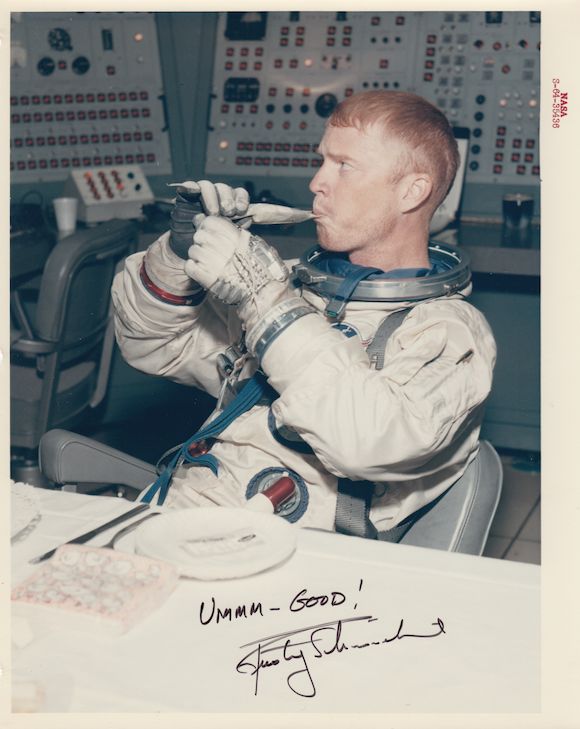 Bonhams : ASTRONAUT MEAL TIME. Color photograph, 10 x 8 inches, with a ...