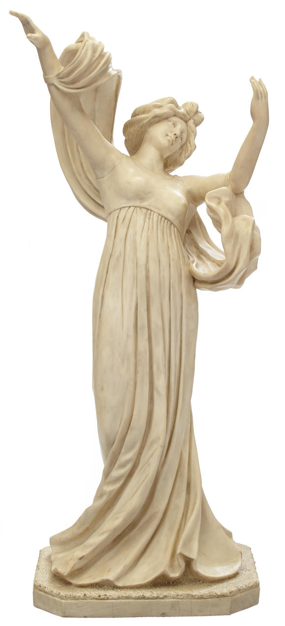 Bonhams A French Art Nouveau Carved Marble Figure Of A Robed Maiden