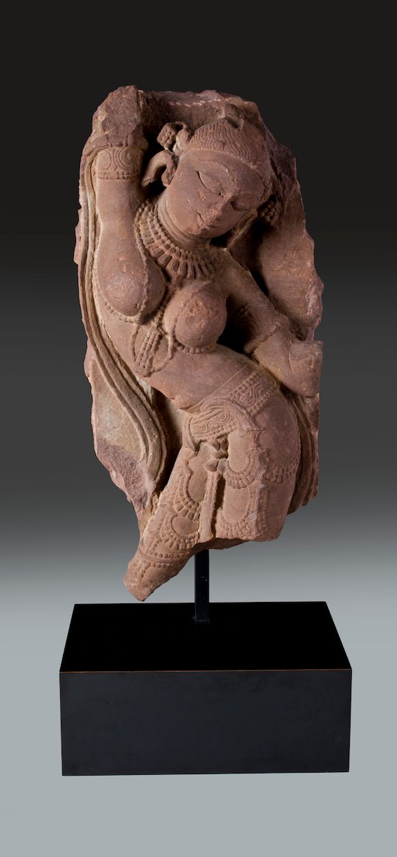 Bonhams : A red sandstone celestial woman (Surasundari) Rajasthan or ...