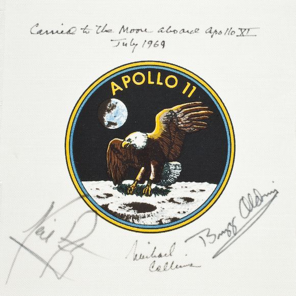 Bonhams : COLLINS' FLOWN CREW-SIGNED APOLLO 11 EMBLEM. A RARE FLOWN ...