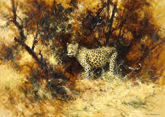 Bonhams : David Shepherd, O.B.E. (British, born 1931) Leopard and kill ...