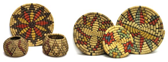 Bonhams : Six Hopi coiled baskets