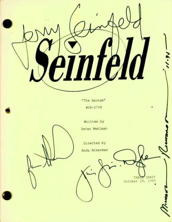 Bonhams : A Seinfeld cast-signed script