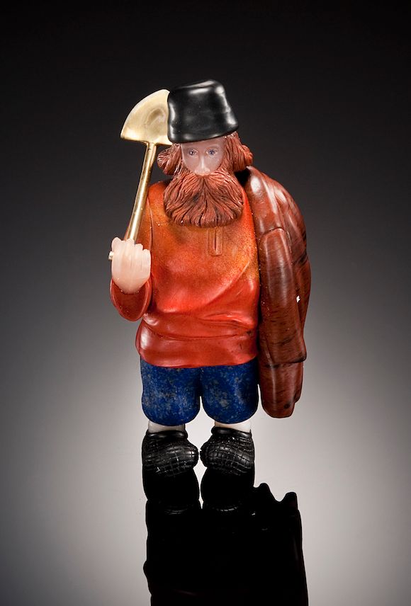 Bonhams : Gemstone Carved Figure of a Miner