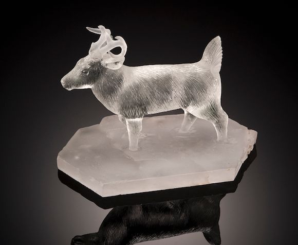 Bonhams : Rock Crystal Carving of a Stag