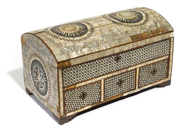 Bonhams : A Spanish mother of pearl inlaid casket possibly Colonial ...