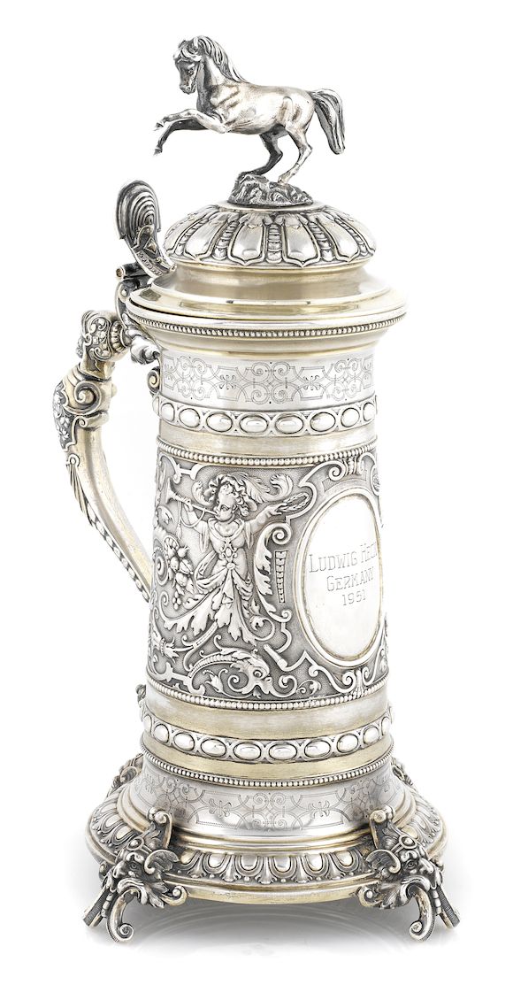 Bonhams : A Dutch parcel gilt silver Baroque style tankard marks rubbed ...