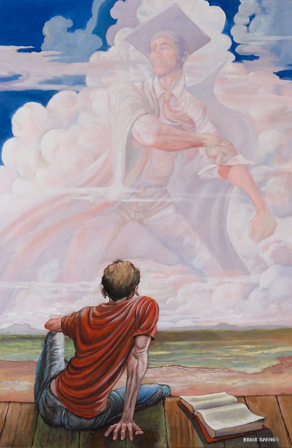 Bonhams : Ernest Eugene Barnes Jr (American, 1938-2009) Vision of education 30 x 20in