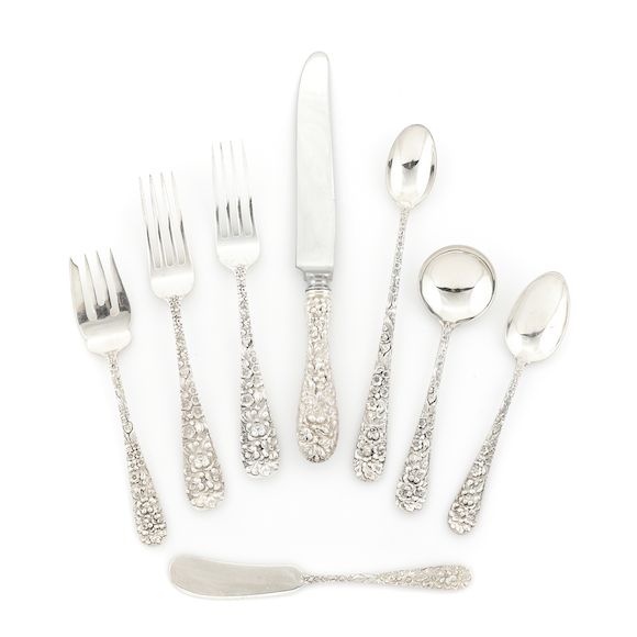 Bonhams : An American sterling silver floral repousse decorated ...