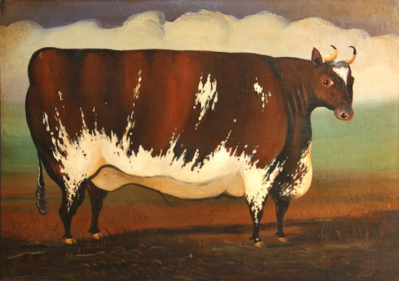 Bonhams : English Primitive School A bull 14 x 20in