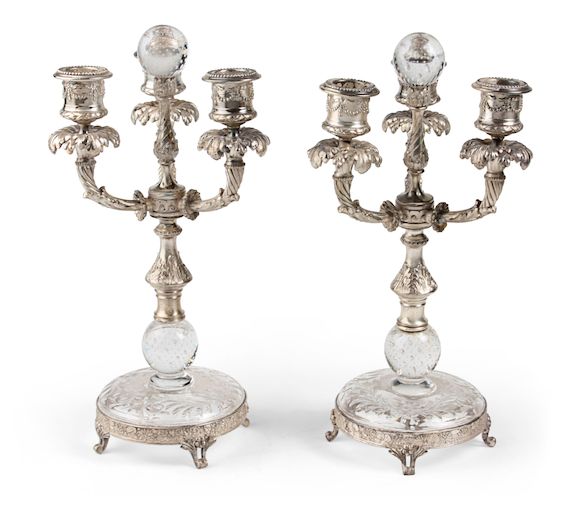 Bonhams : An assembled silver-plated, cut-glass and lucite three-piece ...
