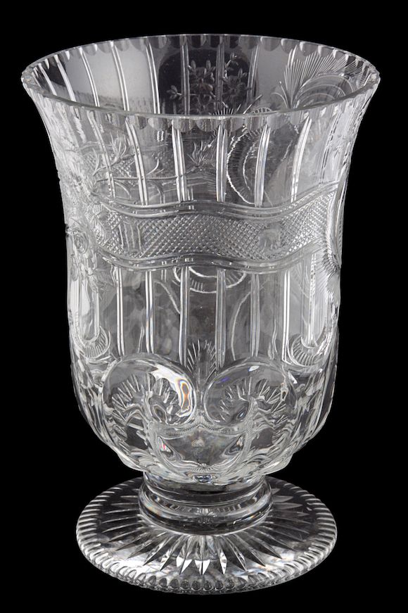 Bonhams : An English cut, wheel engraved and molded glass celery vase ...
