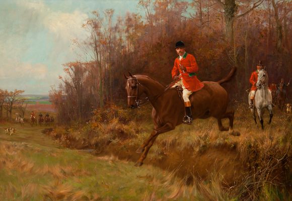 Bonhams : Thomas Blinks (British, 1860-1912) The fox hunt 35 x 49in (89 ...