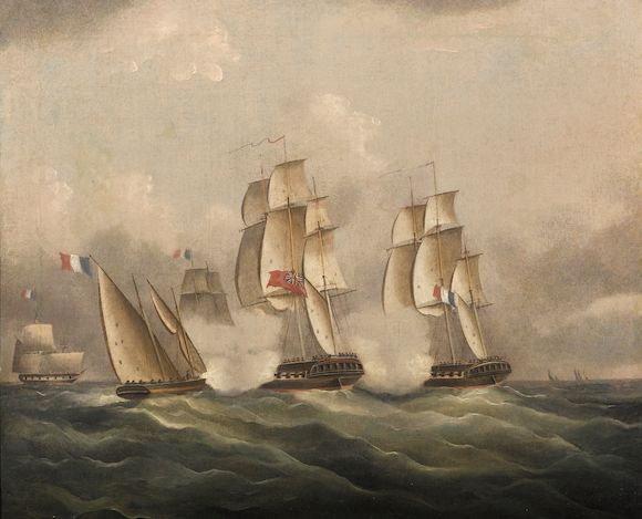 Bonhams : Attributed to Thomas Buttersworth (British, 1768-1828) Battle ...