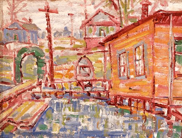 Bonhams : Louis Siegriest (American, 1899-1989) Boat landing 12 x 16in