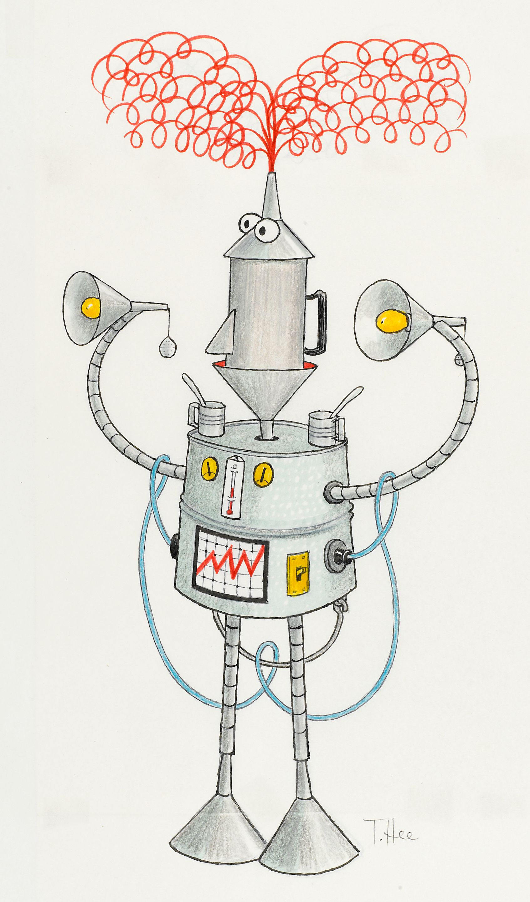 A collection of 10 colored pencil drawings for the T. Hee story of ...