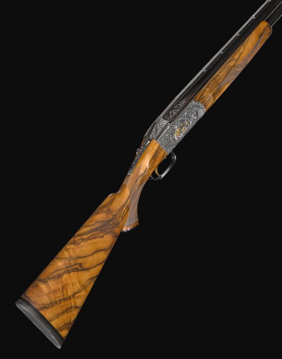 Bonhams : A cased 12 gauge Winston Churchill engraved and gold inlaid ...