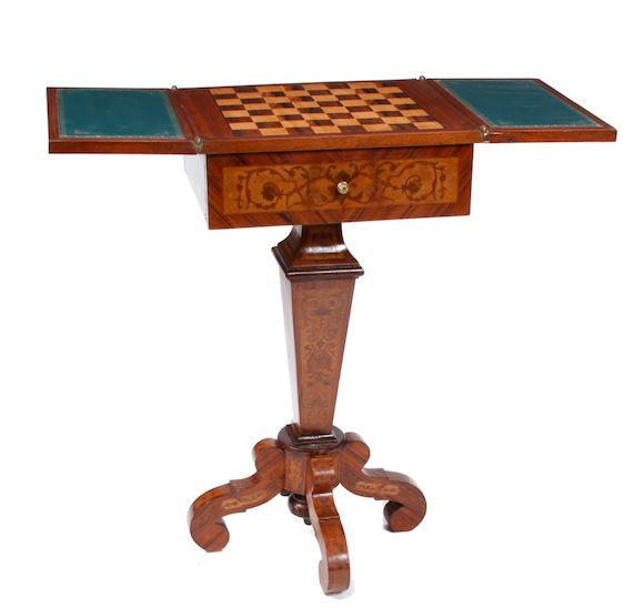 Bonhams : A Regency style inlaid flip top games table