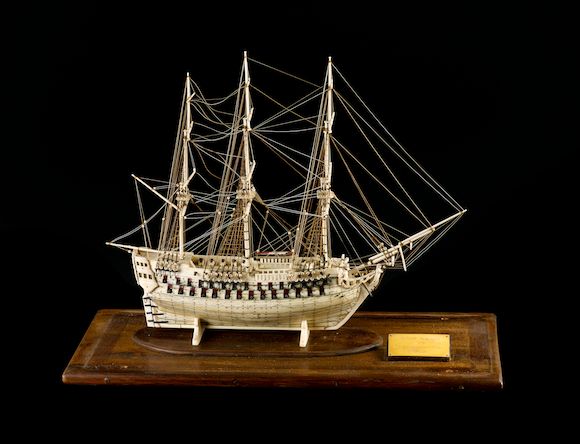 Bonhams : A Napoleonic prisoner-of-war bone model of a 74-gun ship-of ...