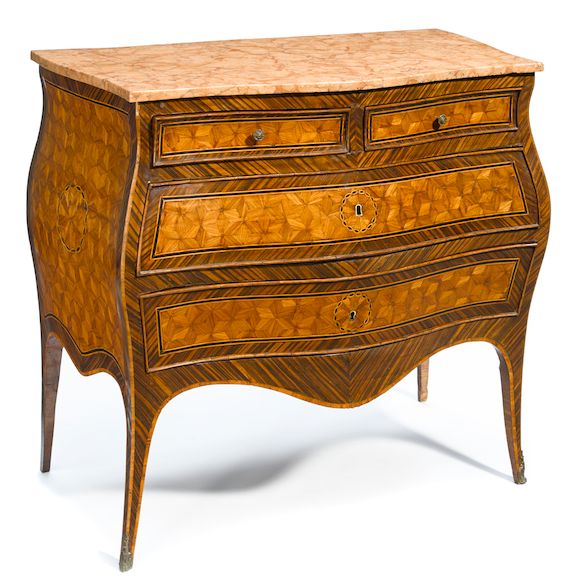 Bonhams : An Italian Rococo style parquetry inlaid cocuswood chest 20th ...