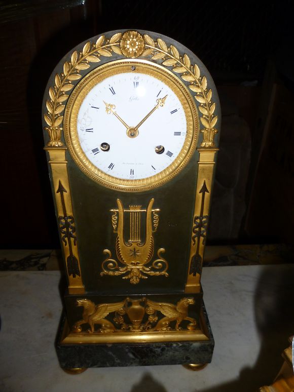 Bonhams : An Empire gilt bronze and patinated bronze mantle clock ...