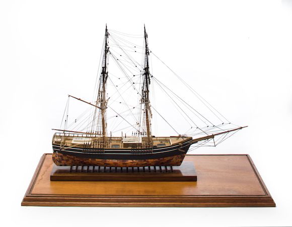 Bonhams : The model of the merchant brig Newsboy 32 x 14 x 23 in. (81.2 ...