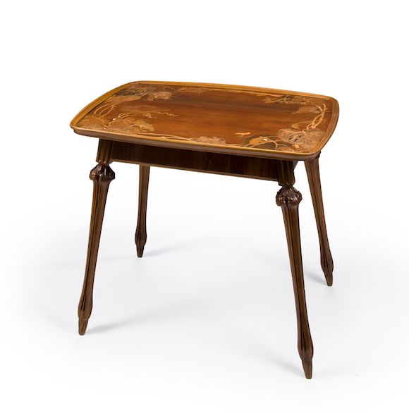 Bonhams : A Majorelle abalone and fruitwood marquetry-inlaid carved ...