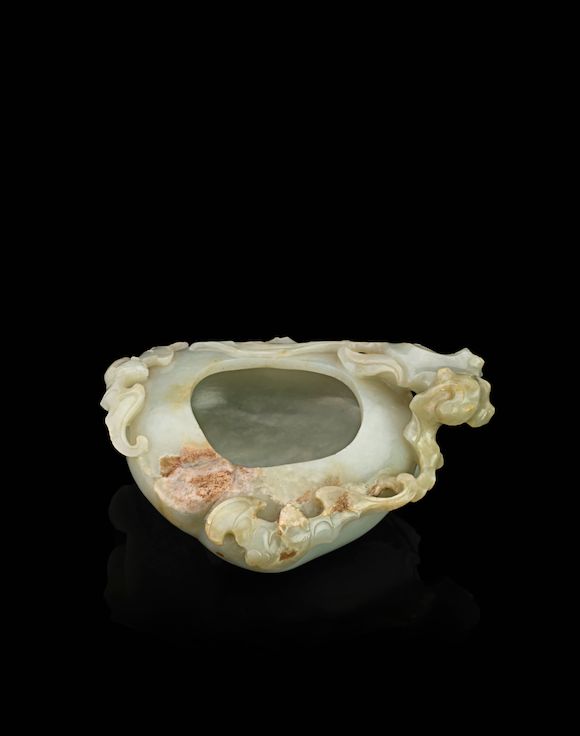 Bonhams : A grayish-white nephrite water coupe 18th/19th century