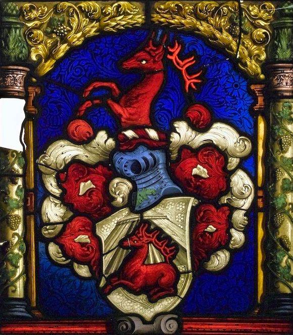 Bonhams : A Swiss stained glass panel Arms of Hirzel of Zurich 19th century