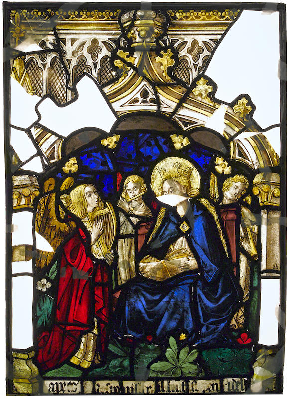 Bonhams A Flemish Stained Glass Panel Virgin With Angels
