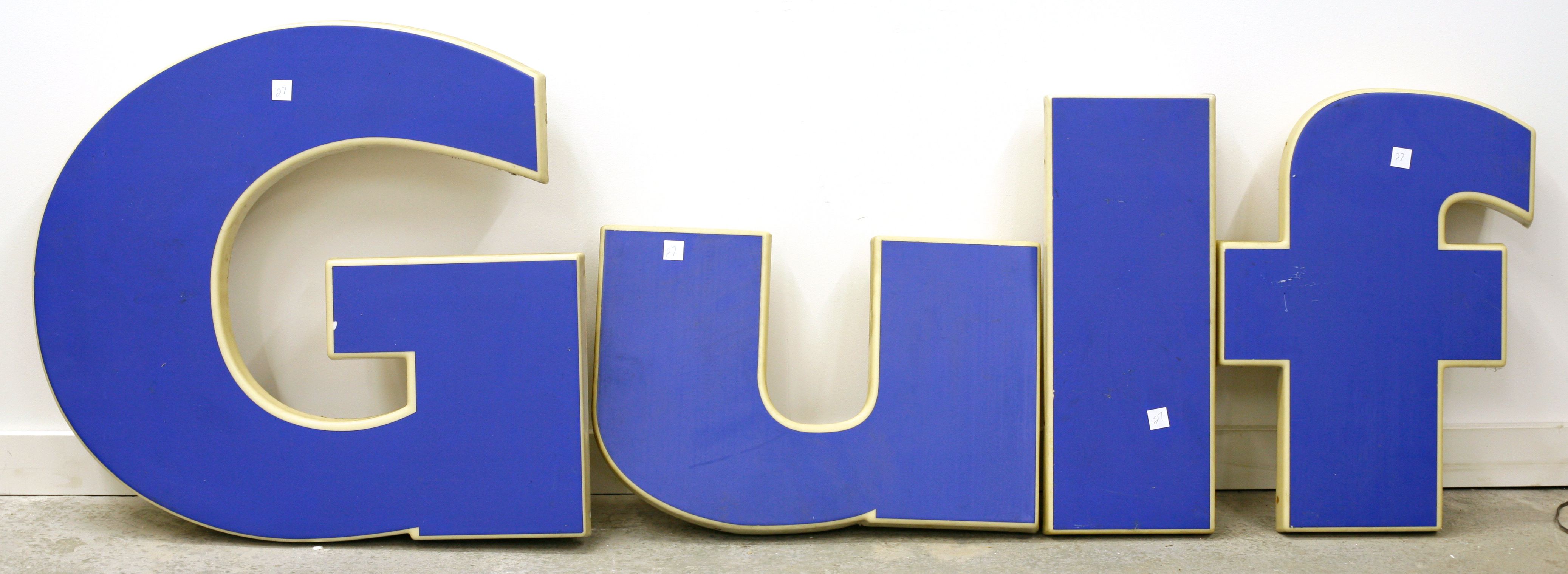 Bonhams Cars : A set of exterior Gulf gasoline letters,