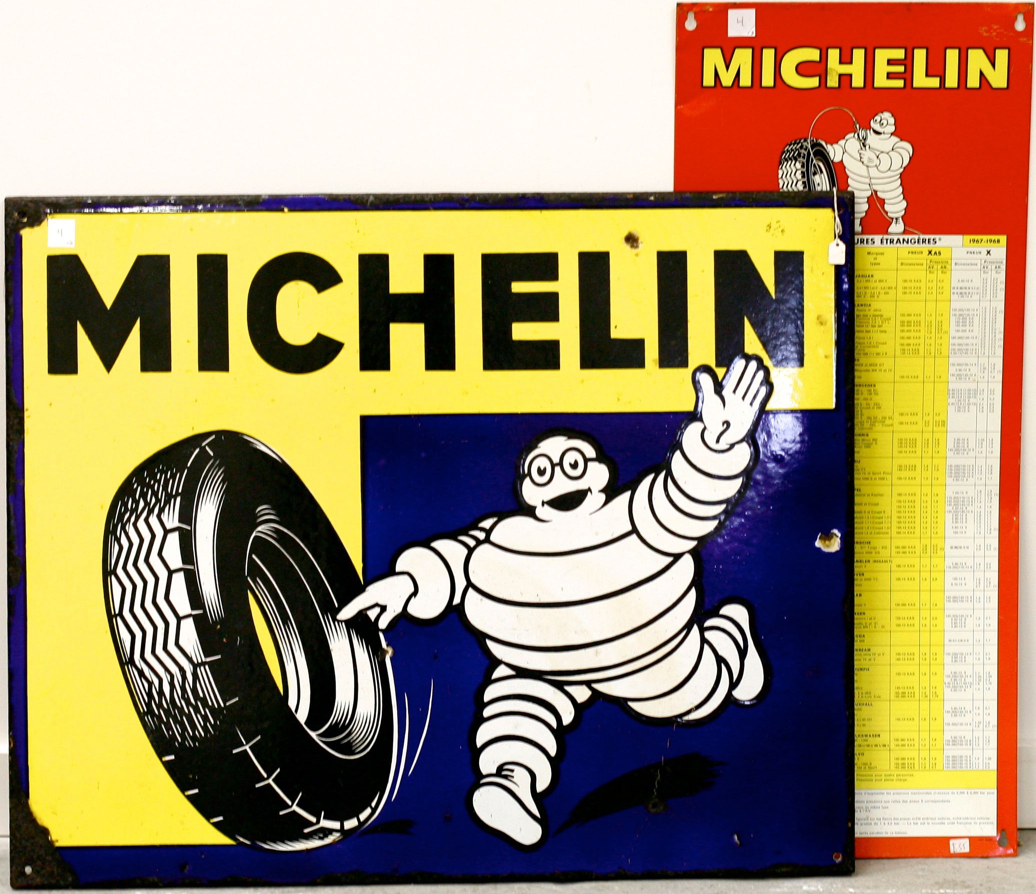 Bonhams Cars : A vintage single-sided porcelain Michelin tire sign,