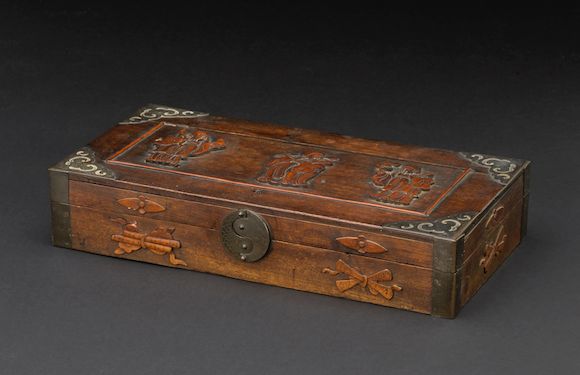 Bonhams : A mixed wood rectangular document box