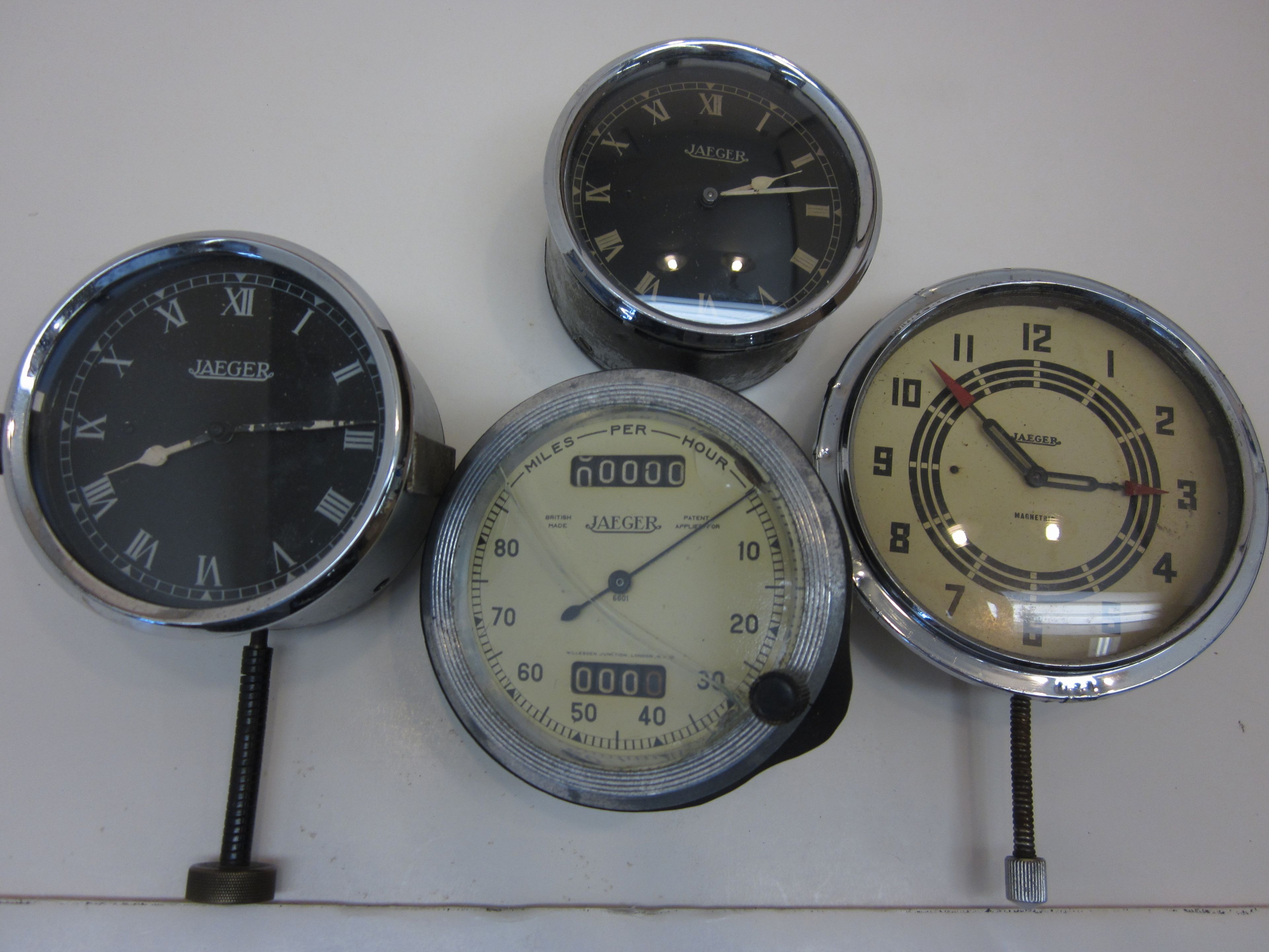 Bonhams Cars : An assembled lot of Jaeger clocks and speedometers,