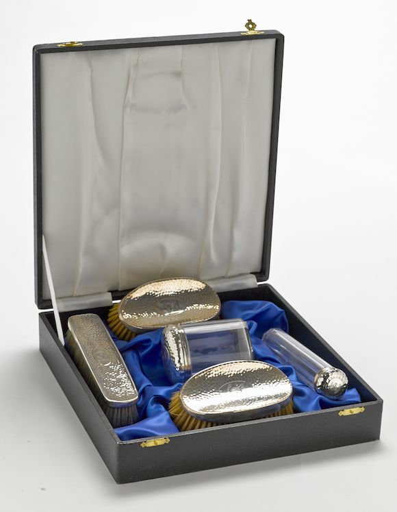 Bonhams : An assembled Edward VII sterling silver part vanity set by ...