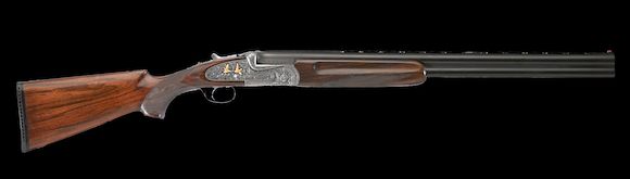Bonhams : A gold inlaid 12 gauge F. Sarriugarte Excelsior Grade over ...