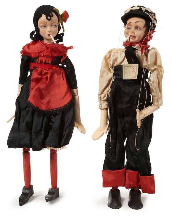 Bonhams : A pair of Lenci string puppets of Gigolo and Gigolette