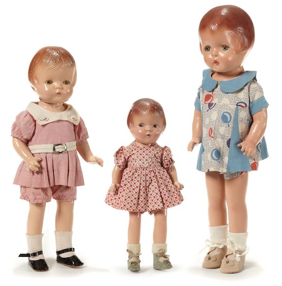 Bonhams : A collection of three EFFanBEE Patsy composition dolls