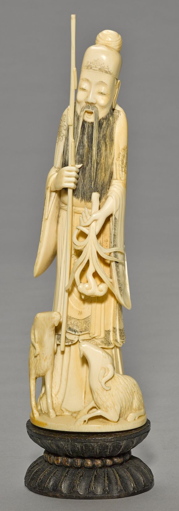 Bonhams : An ivory carving of Su Wu tending goats Late Qing dynasty ...