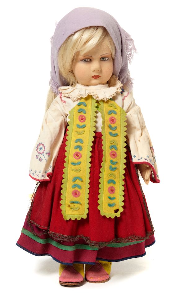 Bonhams : A Lenci felt girl doll in traditional Eastern European costume