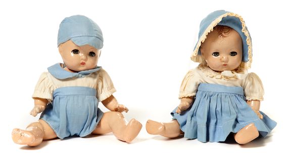 Bonhams : A pair of Patsy Babyette boy and girl composition dolls