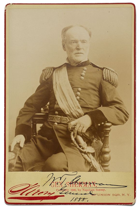Bonhams : SHERMAN, WILLIAM TECUMSEH. 1820-1891. Photograph Signed twice ...