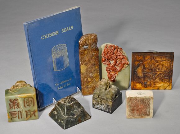 Bonhams : A group of seven large stone seals