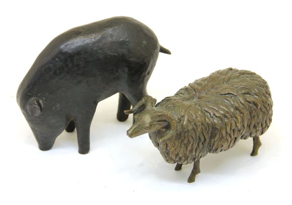 Bonhams : Two German patinated animalier bronze studies of a sheep and ...