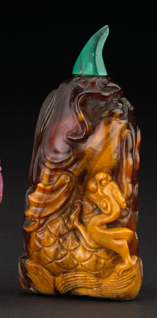 Bonhams : An amber snuff bottle and water coupe